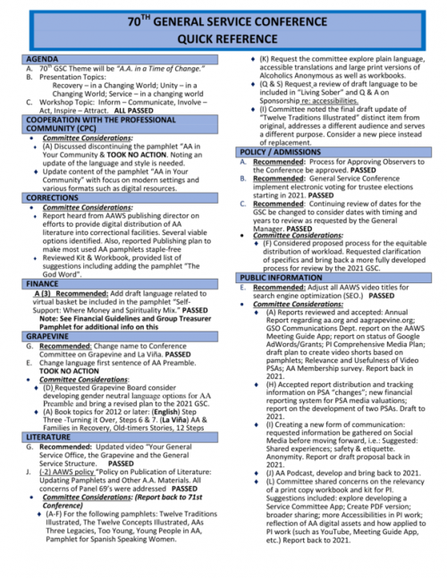 Annual General Service Conference - Alcoholics Anonymous in Rhode Island