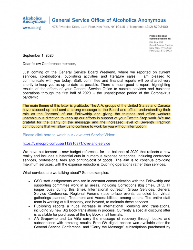 Letter From The General Manager Of GSO To All Conference Members ...