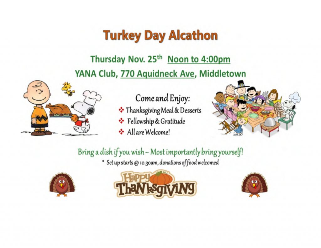 Turkey Day Alcathon Hosted By District 5 - Alcoholics Anonymous in ...