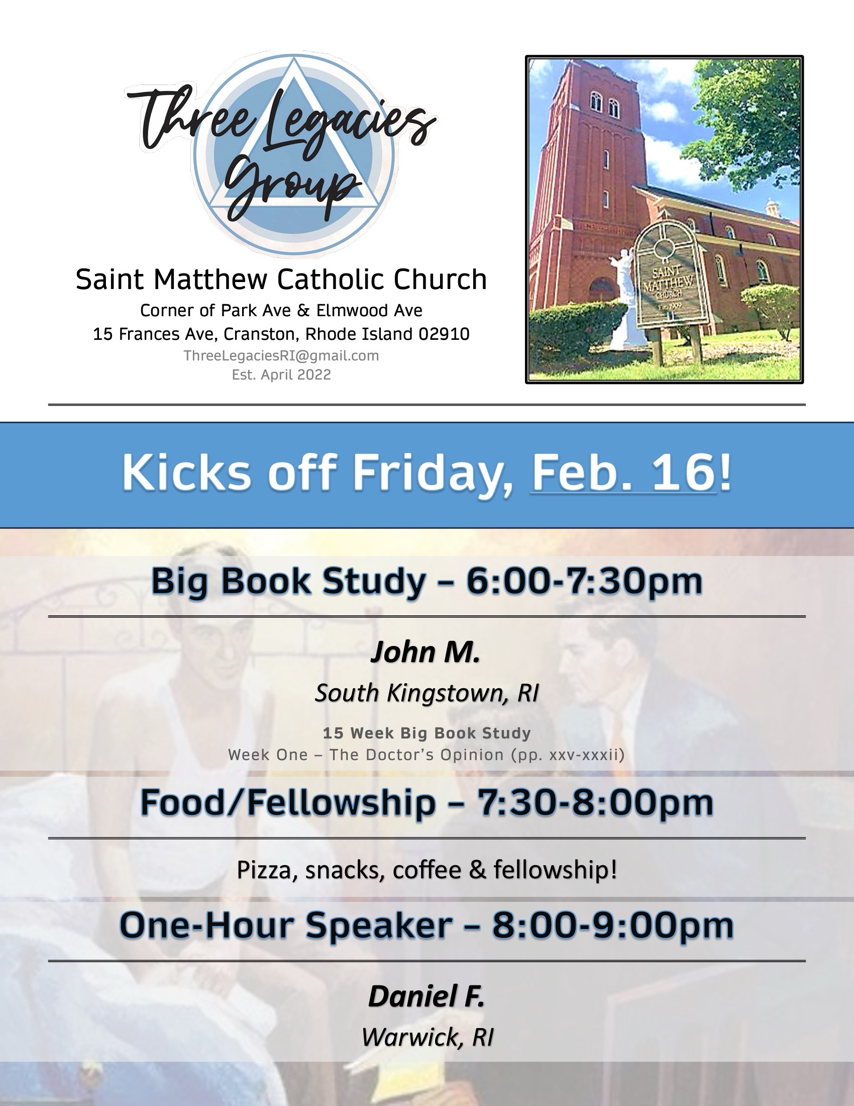 New Meeting - Three Legacies - Alcoholics Anonymous in Rhode Island