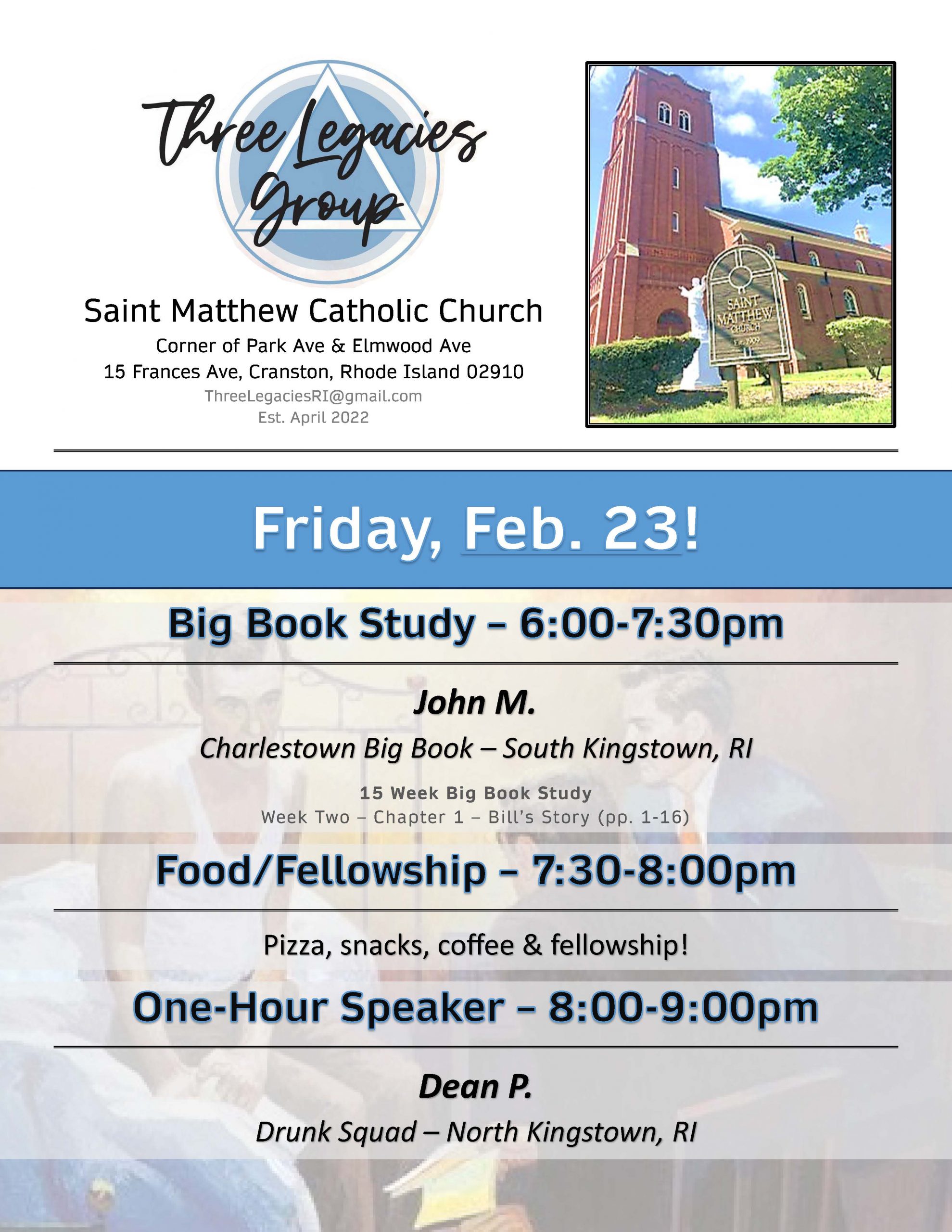 New Meetings - Three Legacies Group - Alcoholics Anonymous in Rhode Island