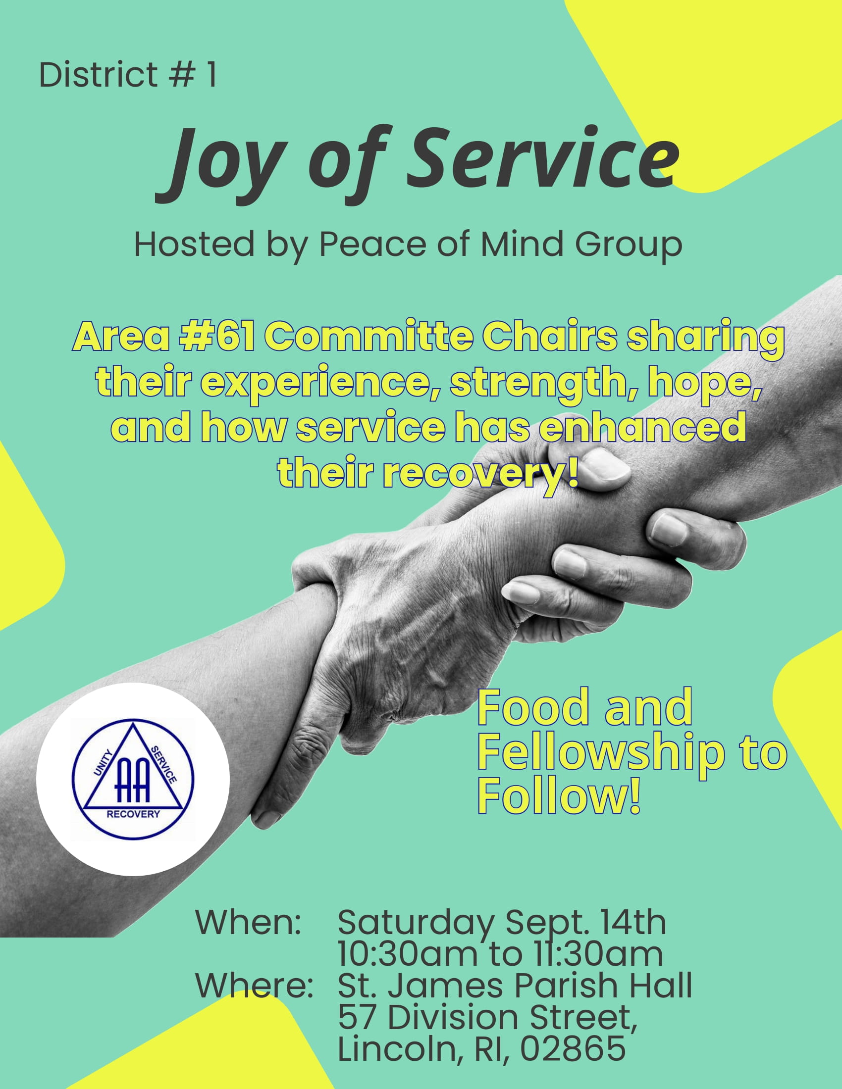 Upcoming! District 1 Joy Of Service - Alcoholics Anonymous in Rhode Island